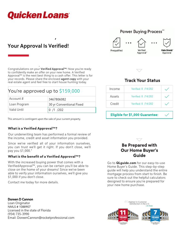 Quicken Loans Application Approved Letter-pdf | PDF | Loans | Mortgages