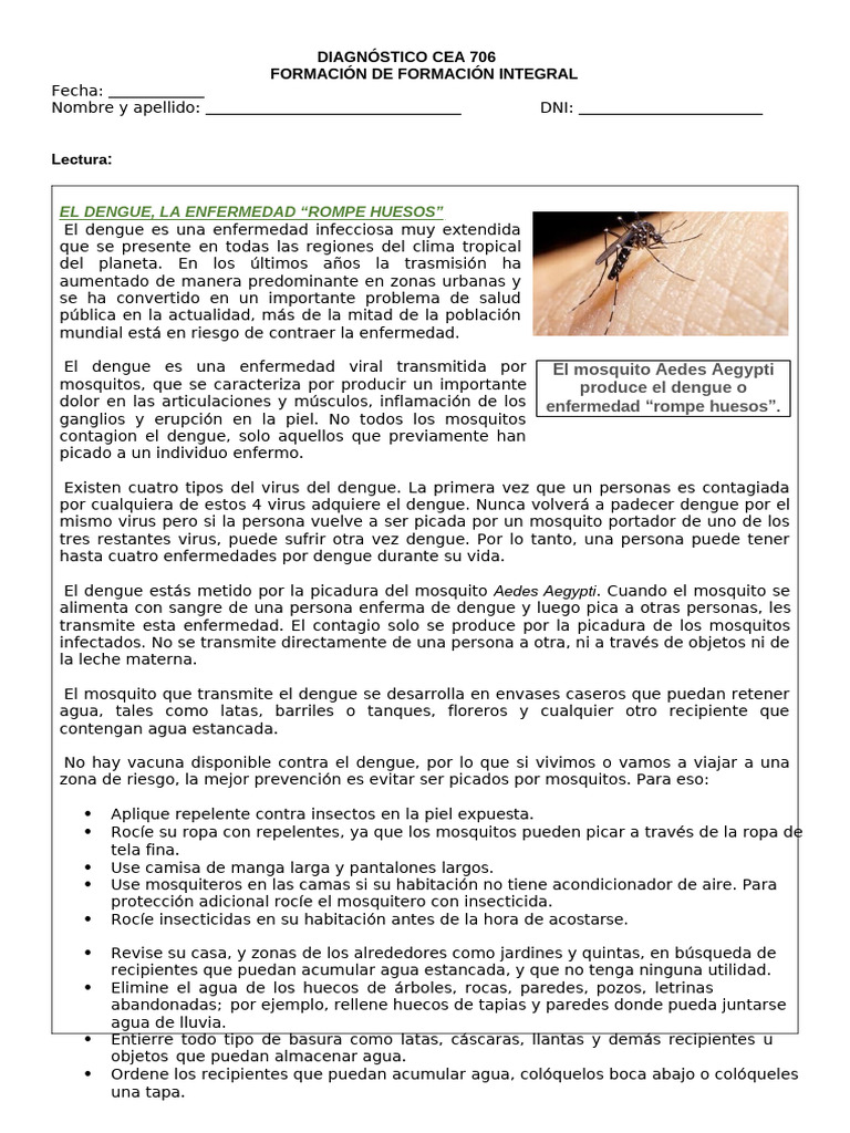 Evaluacion Diagnóstico Fintegral | PDF | Salud pública | Inmunología