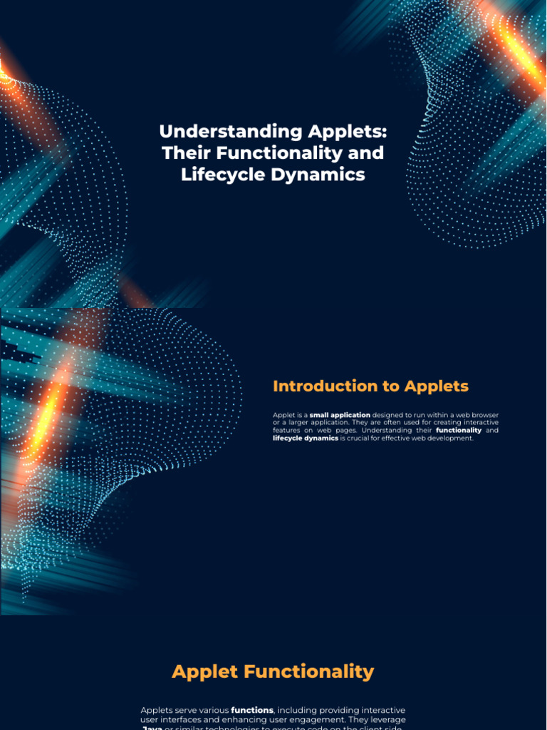 Slidesgo Understanding Applets Their Functionality and Lifecycle Dynamics 20241124104016JRKn | PDF