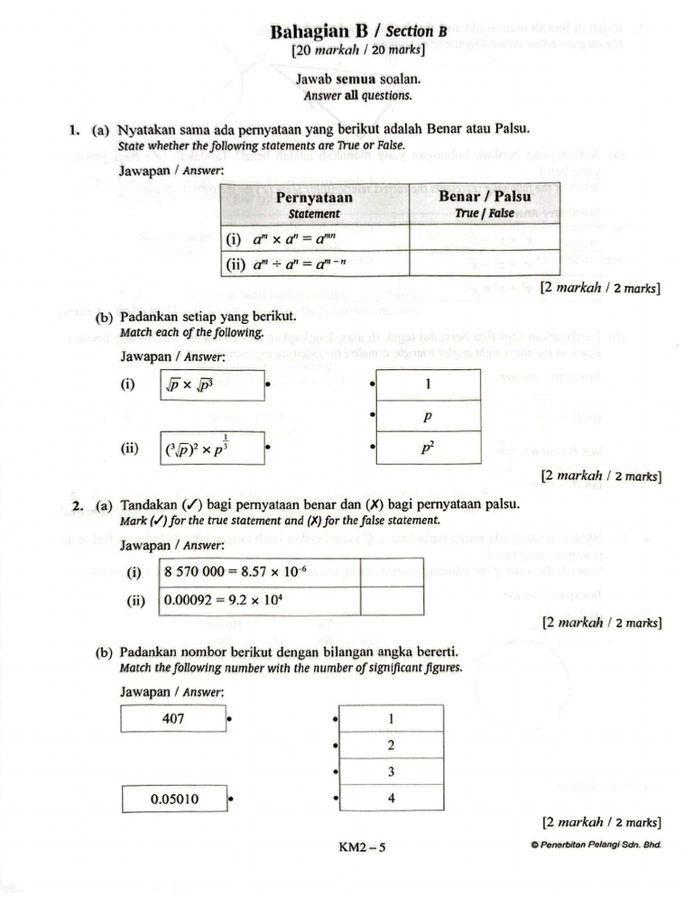 Latihan Bahagian B Mate T3 | PDF