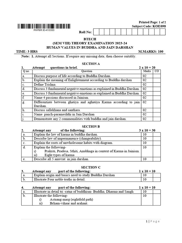 Koe098 Human Values in Buddha and Jain Darshan | PDF | Eastern Philosophy | Nāstika