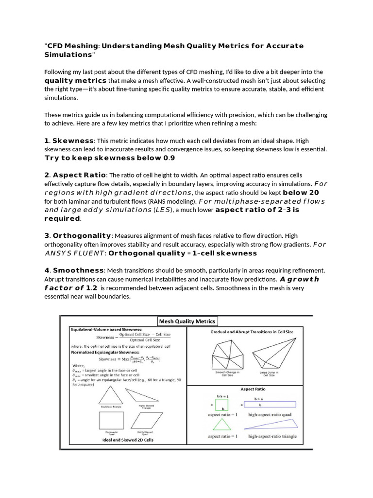 CFD Meshing Quality Metrics Explained | PDF
