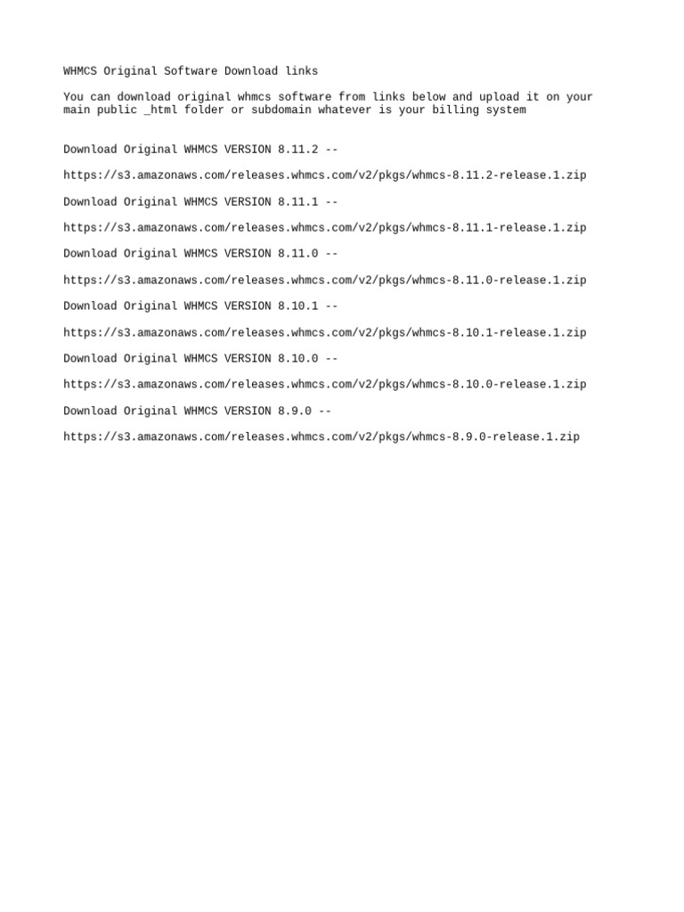 WHMCS Original Software Download Links | PDF