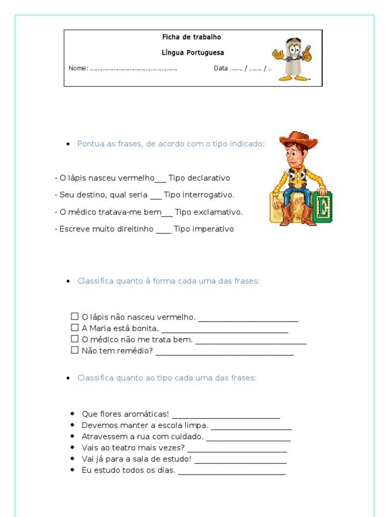 Tipos e Formas de Frases 5º | PDF