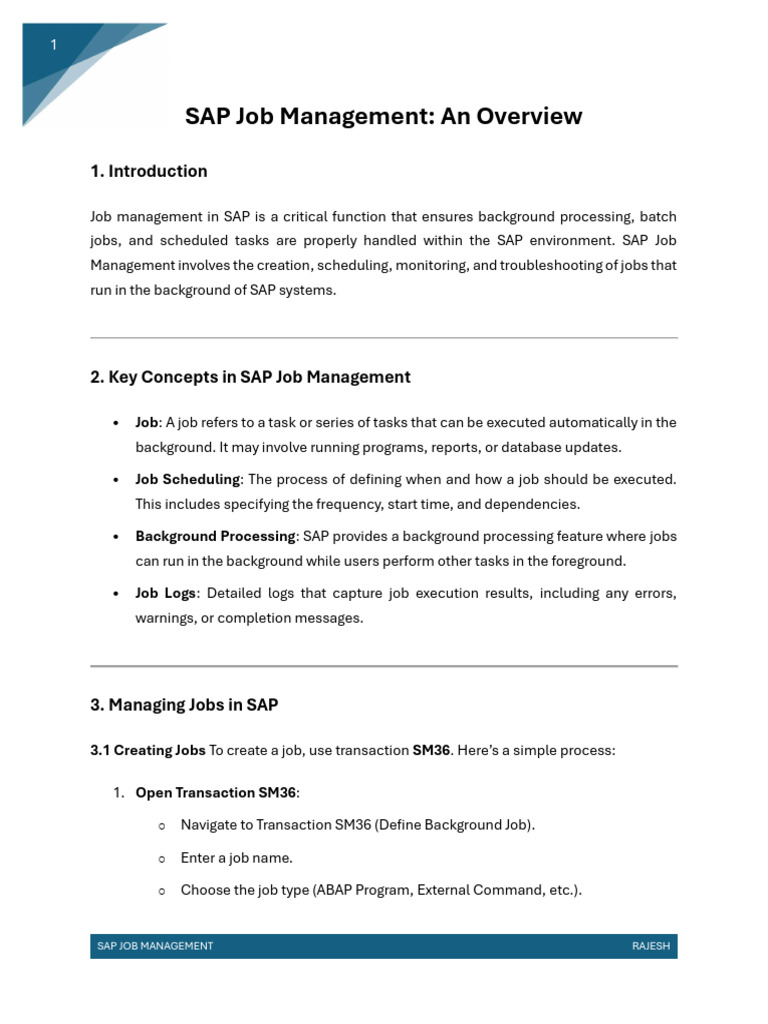 SAP Job Management - Rajesh | PDF | Computing | Software