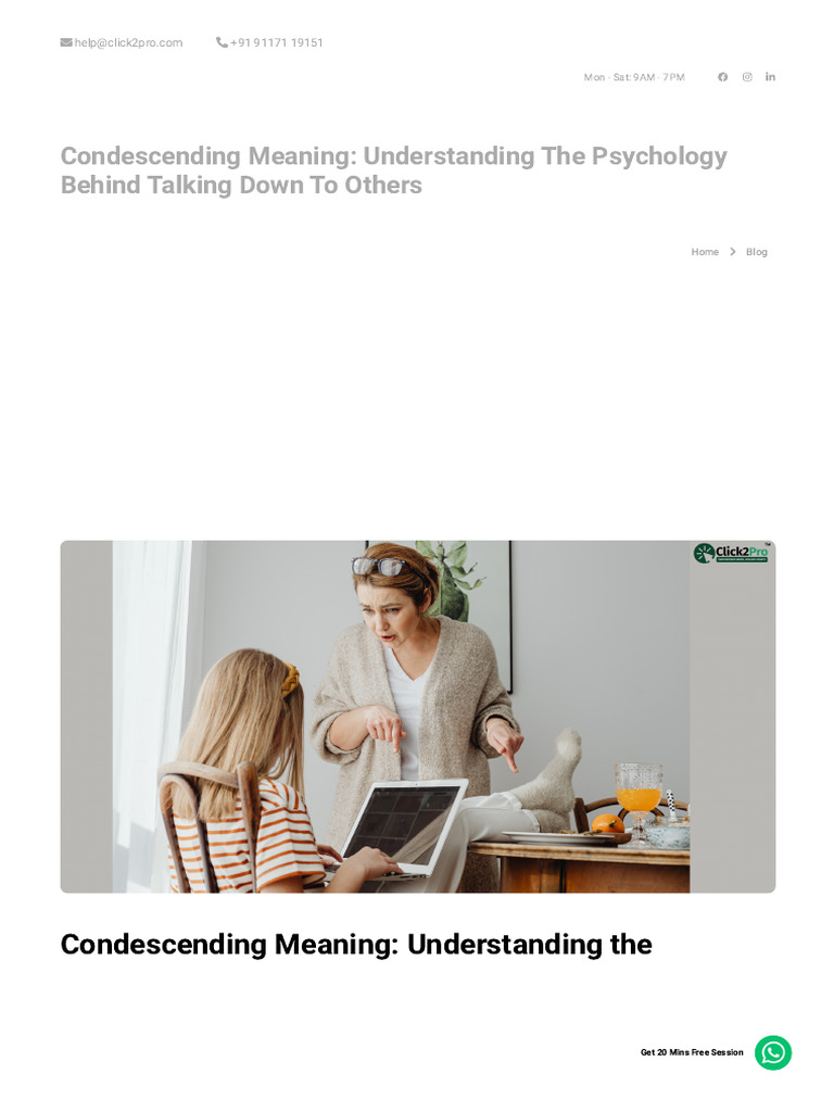 Condescending Behavior - Psychology Behind Talking Down | PDF | Self ...