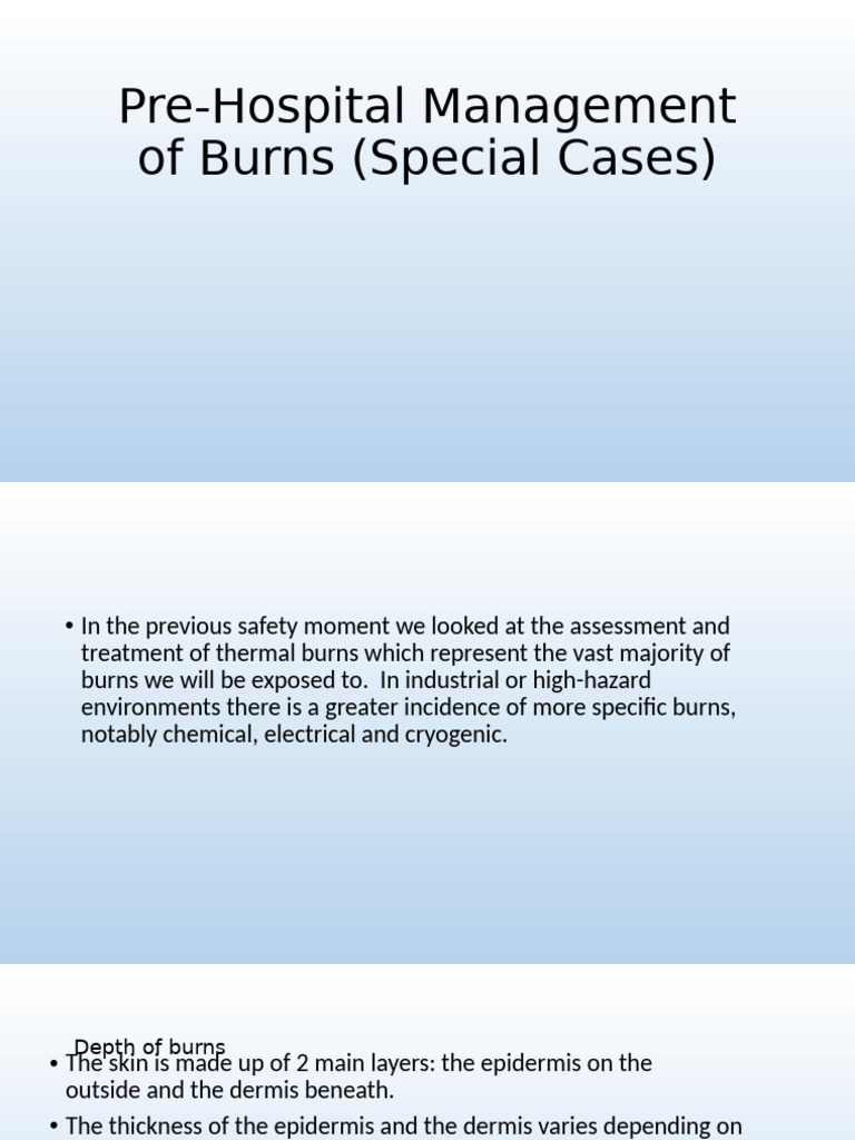 Pre-Hospital Burn Management Guide | PDF | Burn | Skin