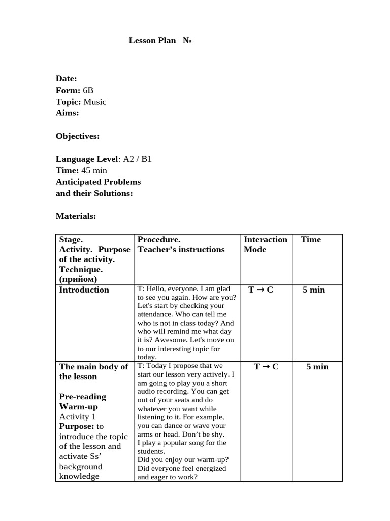 The Scheme of The Lesson Plan | PDF | Cognition | Human Communication