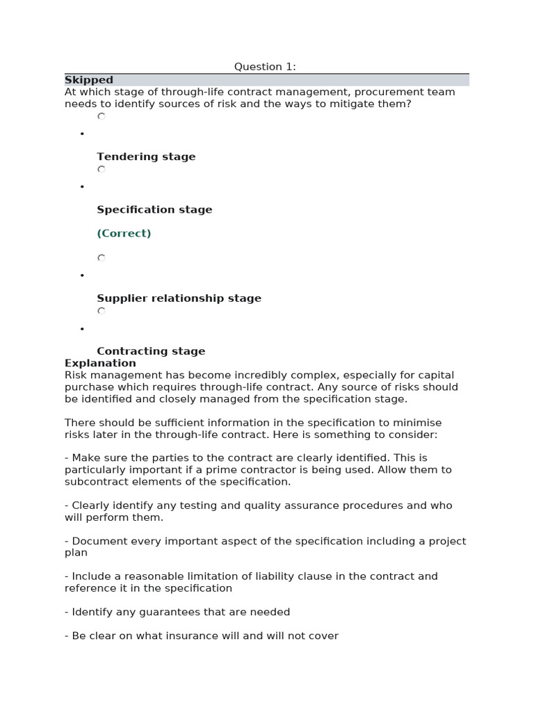 L4M2 - DAN - Practice Test 1 | PDF | Risk | Procurement