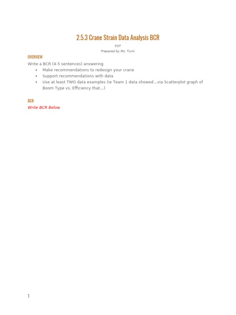 2.5.3 Student - Crane Strain Data Analysis BCR | PDF