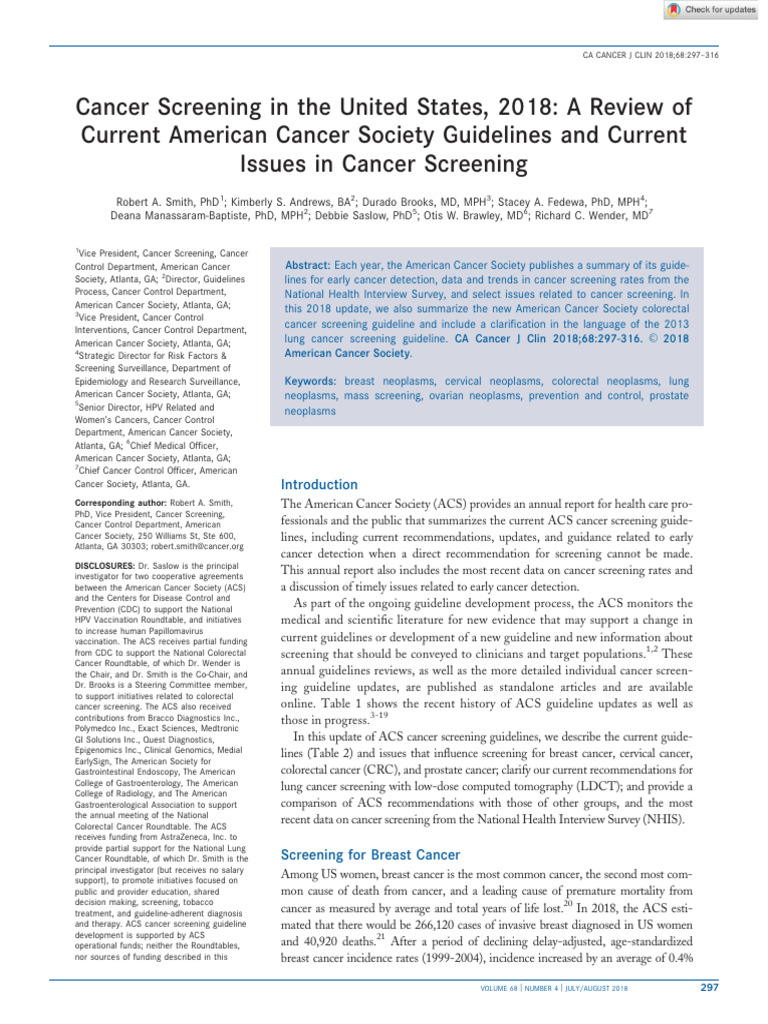Cancer Screening Guidelines | PDF | Mammography | Cervical Cancer