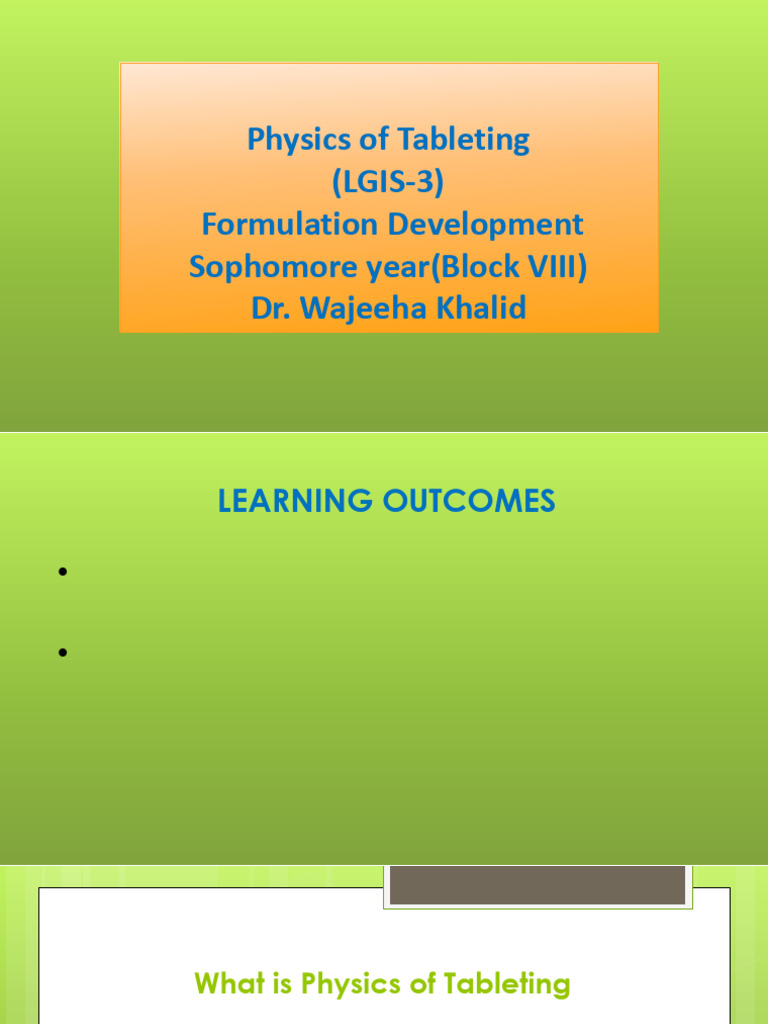 Theme 1-LGIS 4-Physics of Tabletting and Tableting Defects After ...