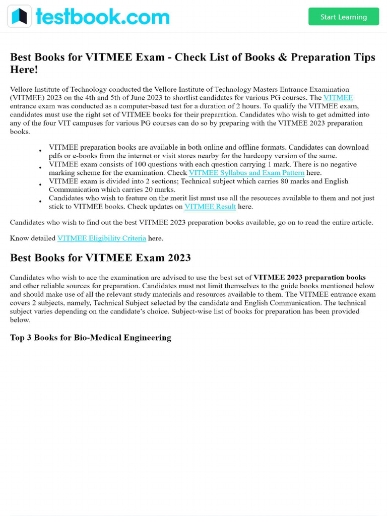 Best Books For VITMEE Exam - Check List of Books & Preparation Tips ...