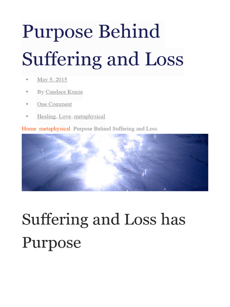 1purpose Behind Suffering and Loss | PDF | Love | Compassion