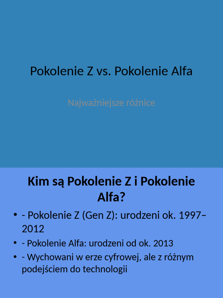 Pokolenie Z vs Alfa Kolorowa | PDF