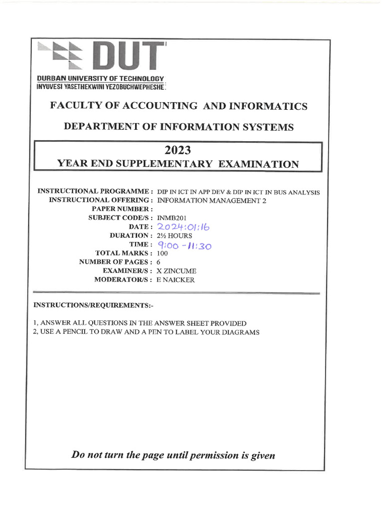 2023 Year End Supp QP Information Management 2 Inmb201 | PDF