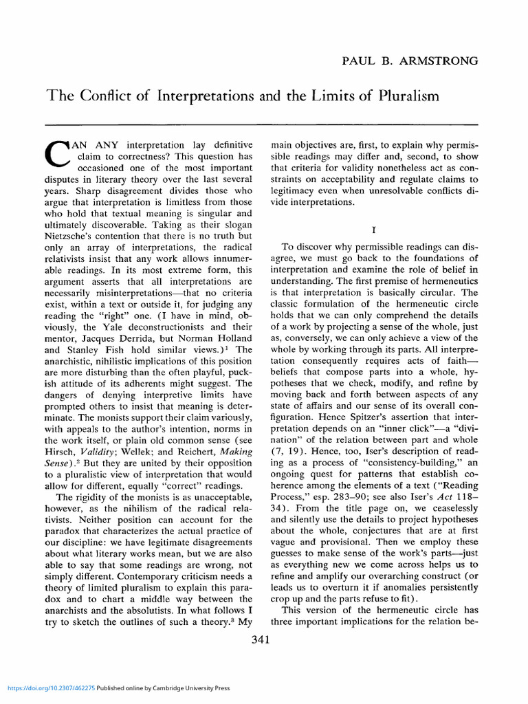 The Conflict of Interpretations and The Limits of Pluralism | PDF ...