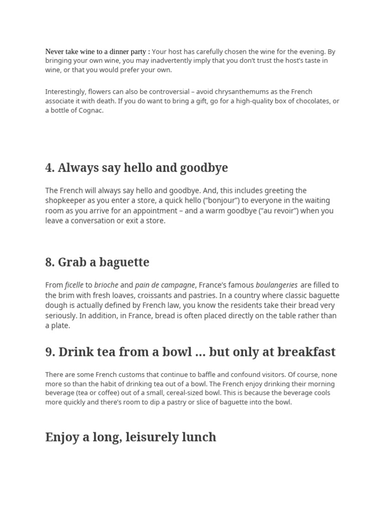 french presentation script | PDF | Drink | Lunch