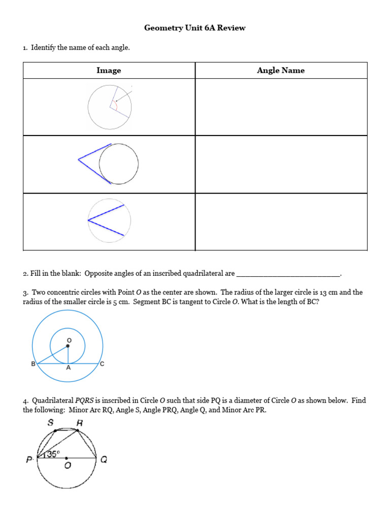 Geometry Unit 6A Review | PDF