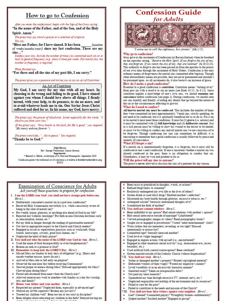 Confession Guide For Adults 2022 Print Format 1 | PDF | Confession ...