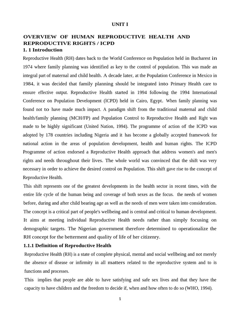 Reproductive Health Course I | PDF | Reproductive Rights | Woman