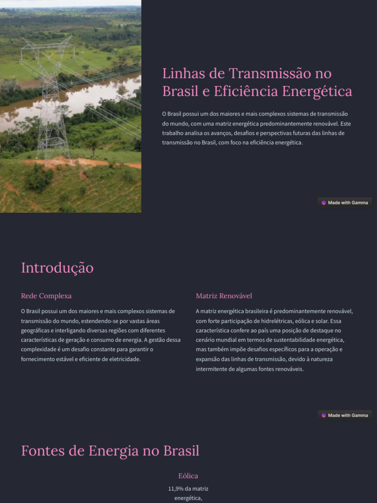 Linhas de Transmissao No Brasil e Eficiencia Energetica | PDF ...