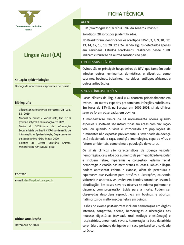 Língua Azul: Epidemiologia e Diagnóstico | PDF | Vírus | Epidemiologia
