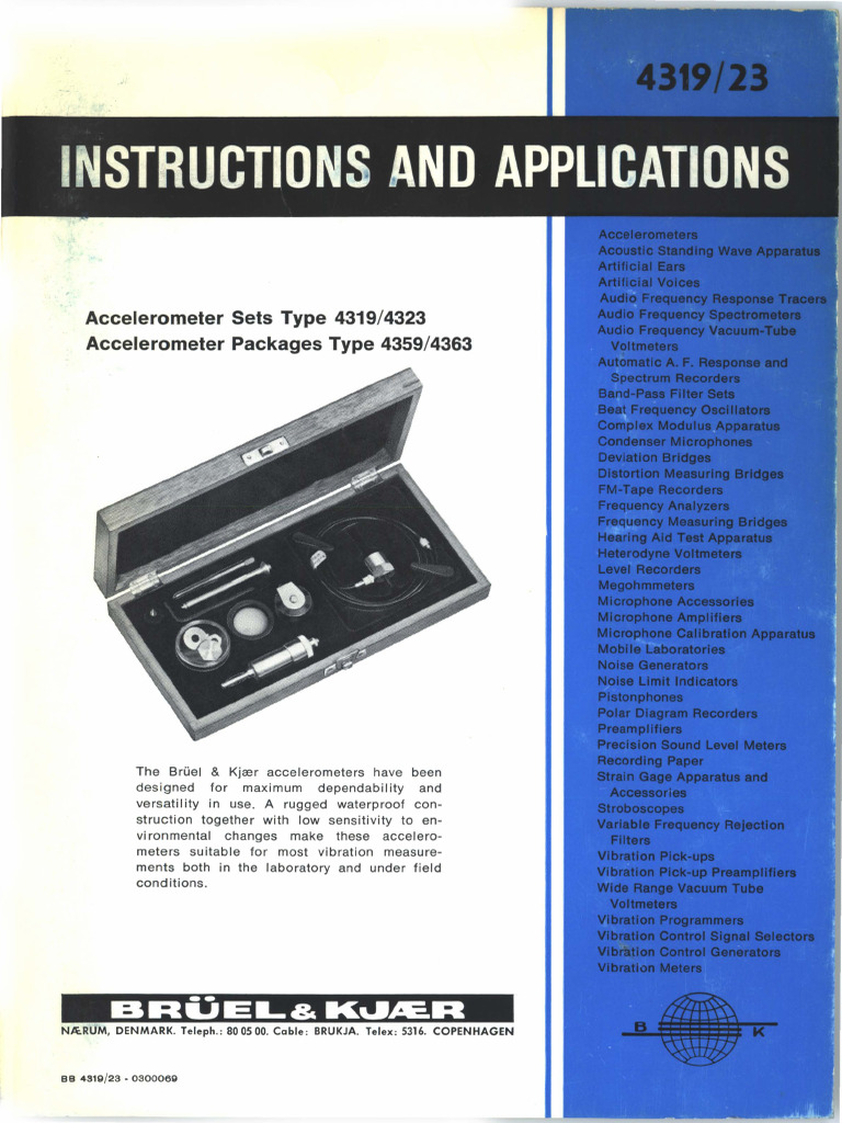 B&K 4319 4323 Instruction Manual | PDF | Accelerometer | Resonance