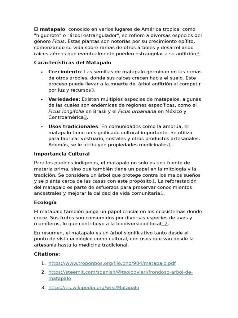 El Matapalo | PDF | Arboles | Biodiversidad