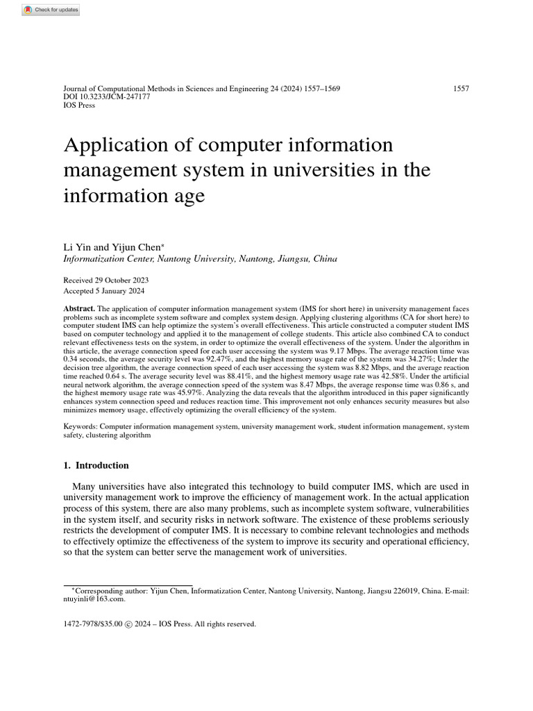 Optimizing University IMS with Clustering Algorithms | PDF | Computer Security | Security