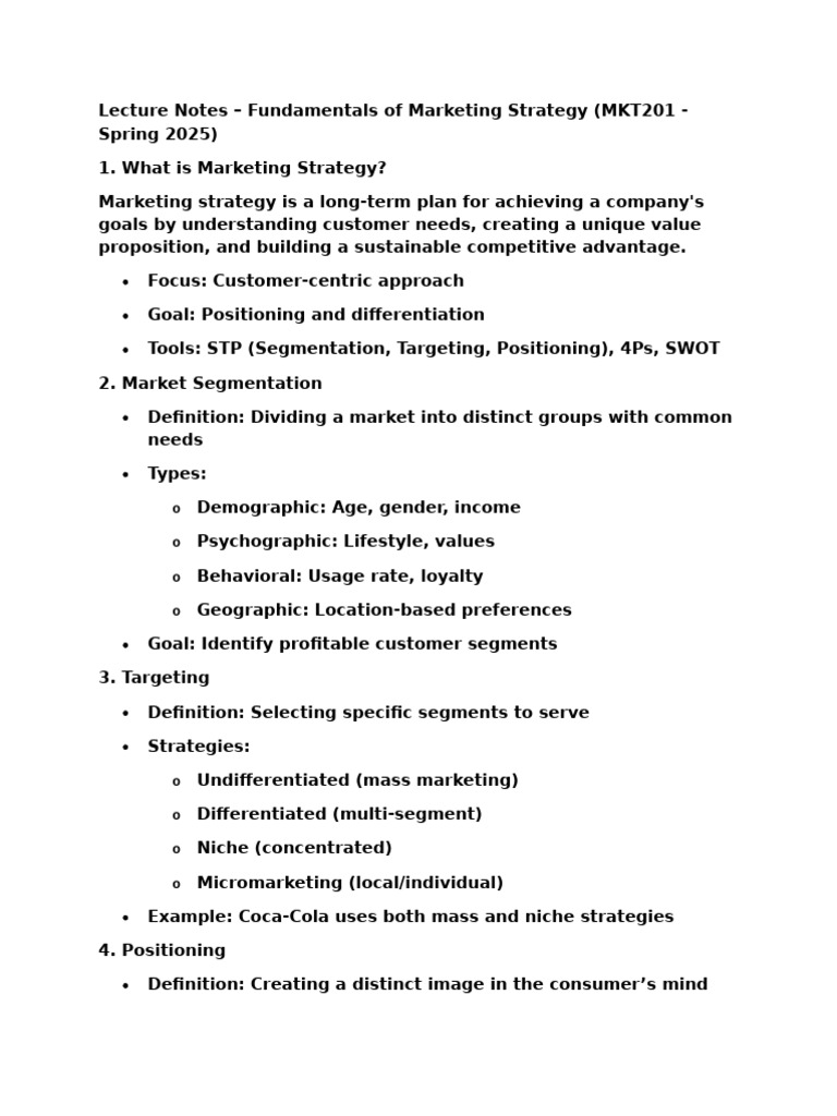 Marketing Strategy Fundamentals MKT201 | PDF