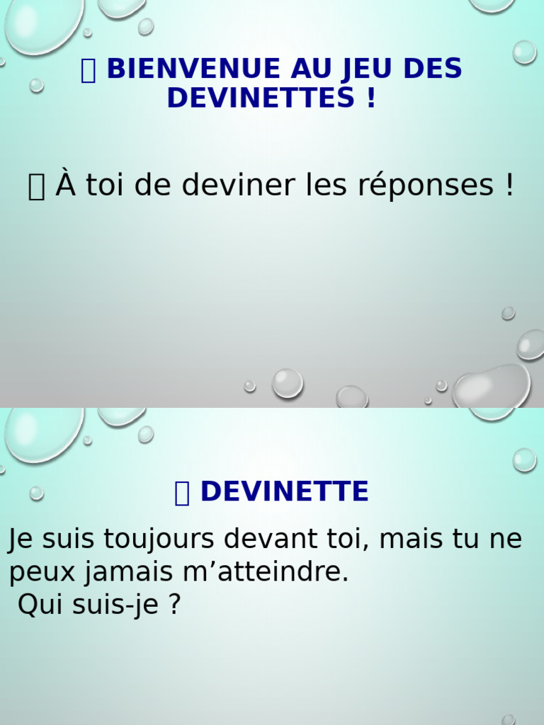 Devinette : Toujours devant toi | PDF