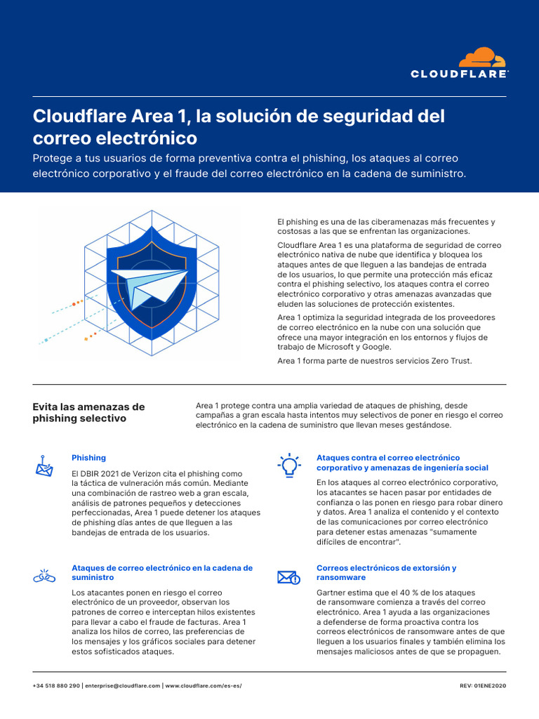 Datasheet Cloudflare Area 1 Email Security Spanish 20220628 | PDF | Suplantación de identidad ...