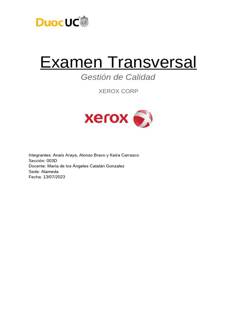 Estrategias de Calidad en Xerox Corp | PDF | Calidad (comercial ...