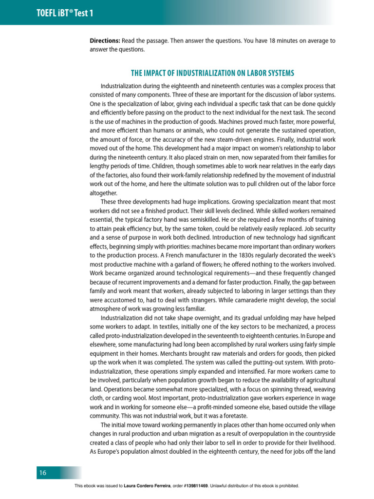 3 Reading Practice - TOEFL Ibt | PDF | Textiles | Weaving