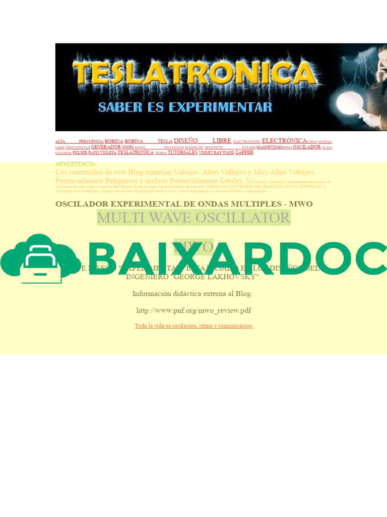 Baixardoc - Com Plano Circuito Oscilante de Lakhovsky | PDF | Inductor ...