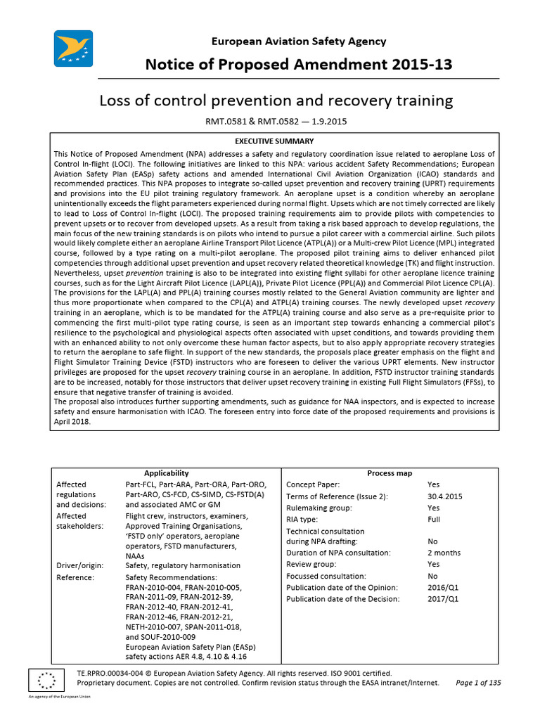 EASA - NPA 2015-13.cleaned | PDF | Federal Aviation Administration | Aviation Safety