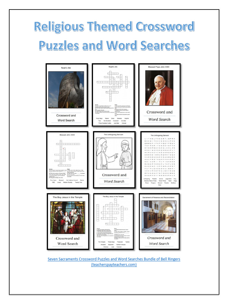 Seven Sacraments Crossword Puzzles and Word Searches Bundle of Bell ...