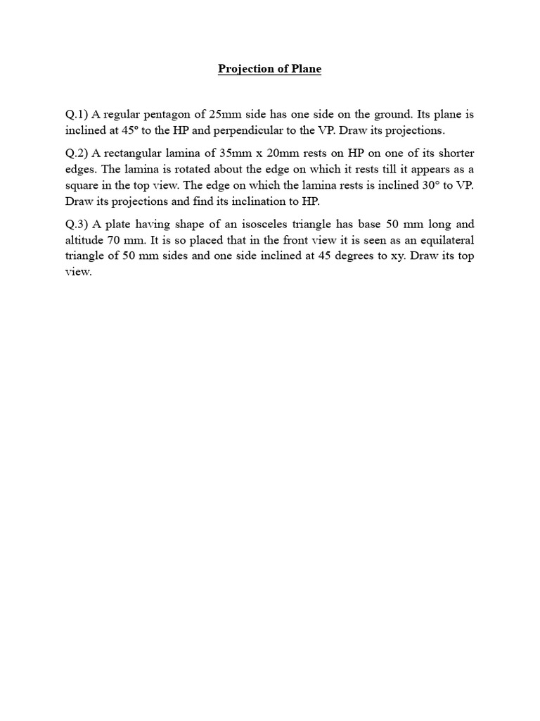 Projection of Plane | PDF