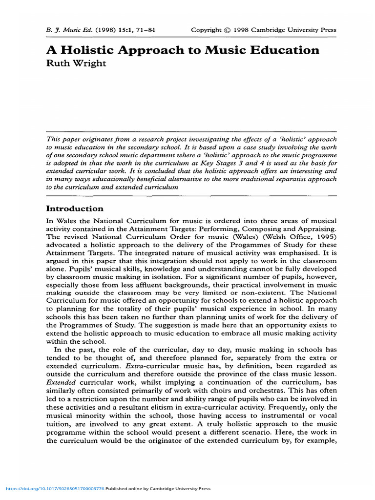 holistic_approach_to_music_education | PDF | Curriculum | Music Education
