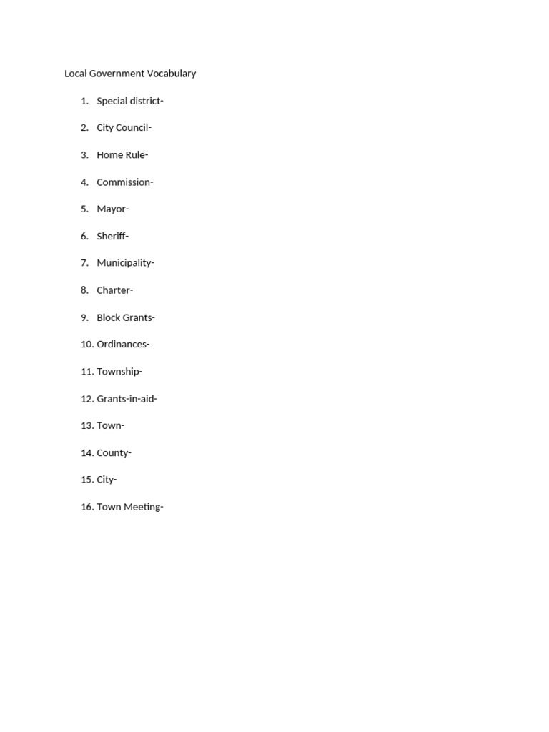 Local Government Vocabulary | PDF