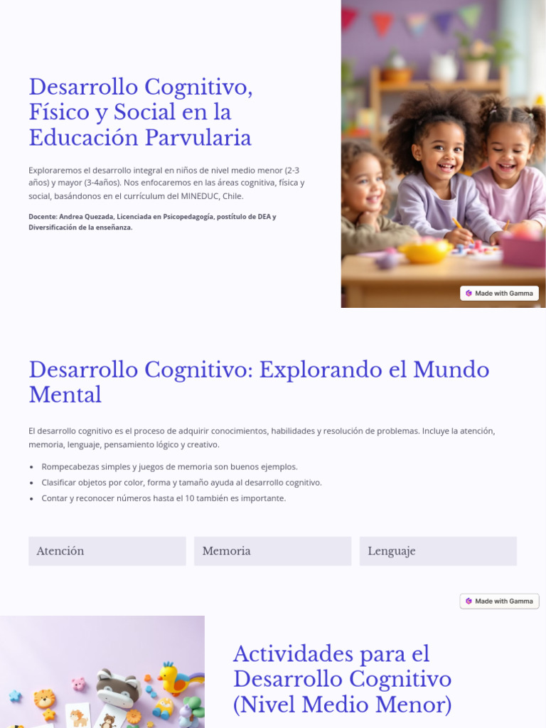 Desarrollo Cognitivo Fisico y Social en La Educacion Parvularia | PDF | Desarrollo cognitivo ...
