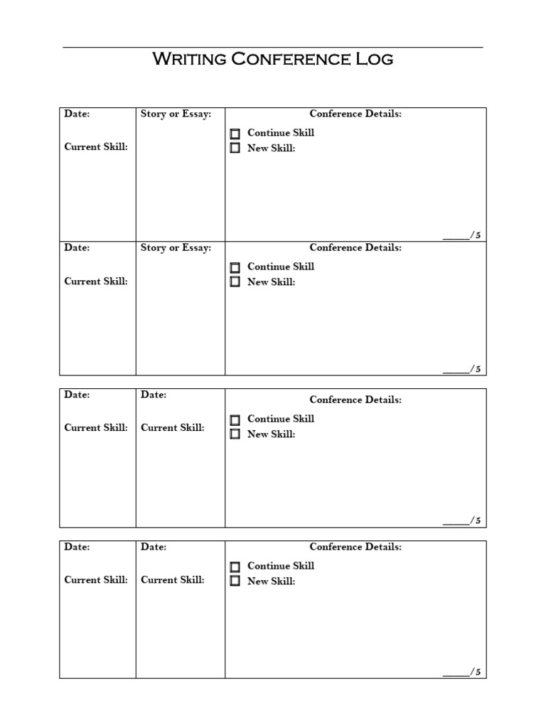 Writing Conference Log Template #2 | PDF