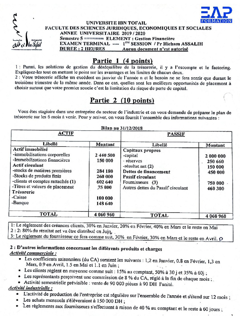 s5 Gestion Financiere Examen | PDF