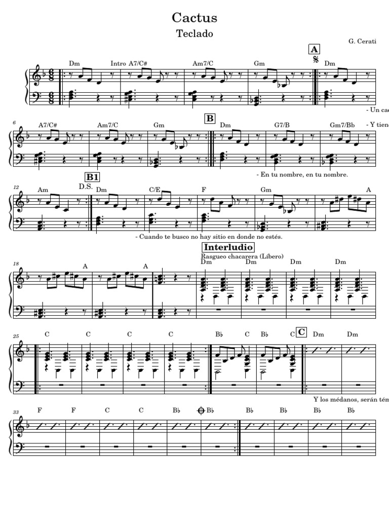 Cactus Gustavo Ceratti Cactus Piano Re Menor | PDF