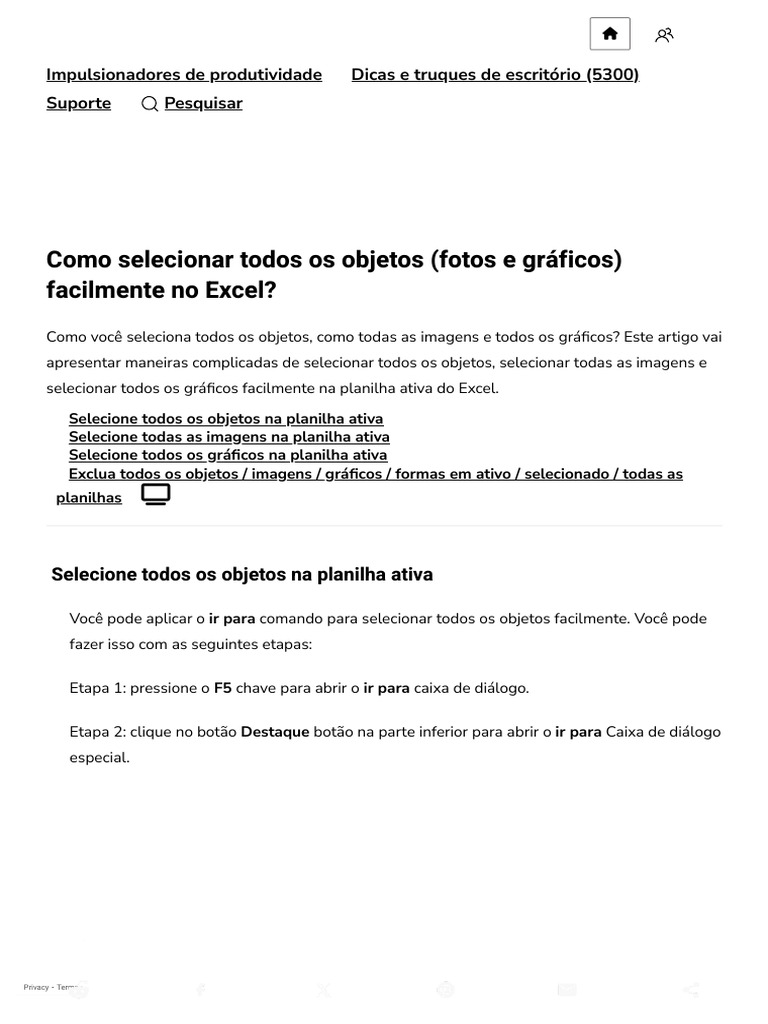 Como Selecionar Todos Os Objetos (Fotos e Gráficos) Facilmente No Excel | PDF | Macro (Ciência ...