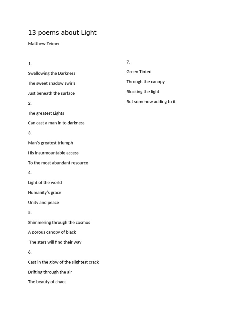 13 poems about Light | PDF