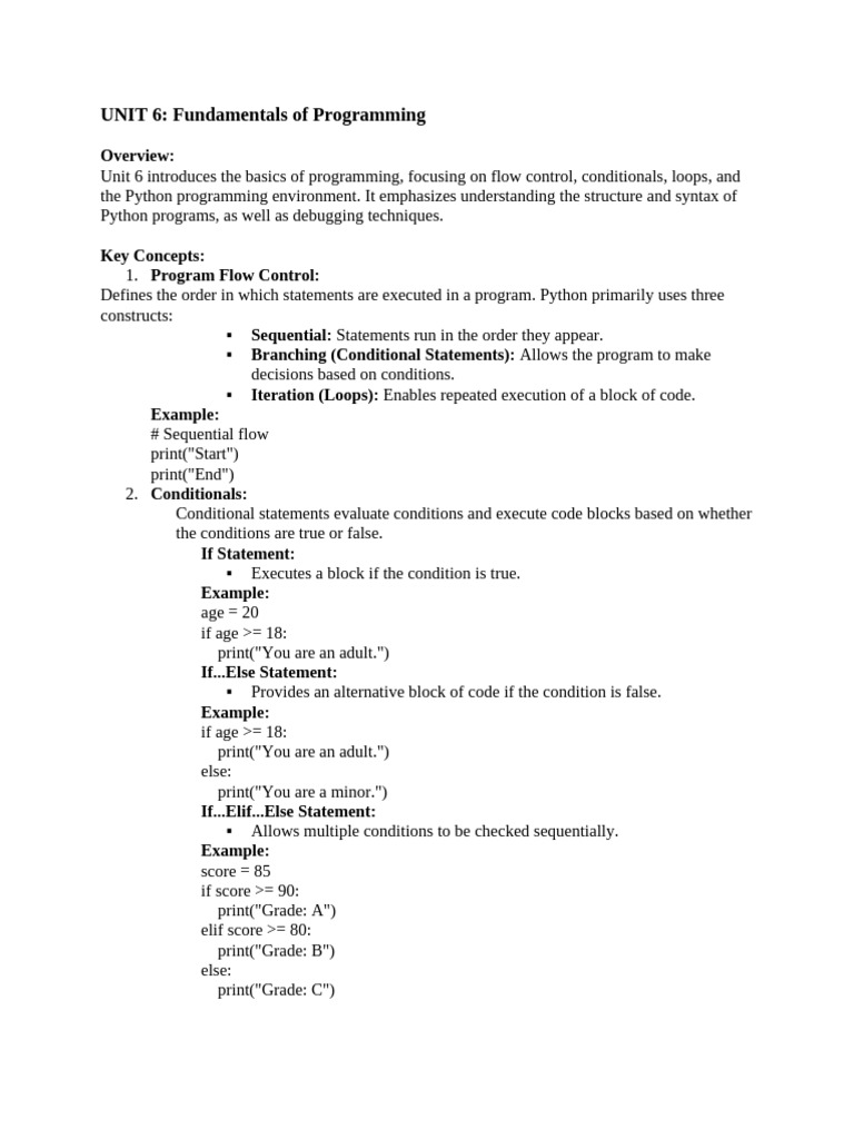 6.1 Fundamentals of Programming | PDF | Control Flow | Computing