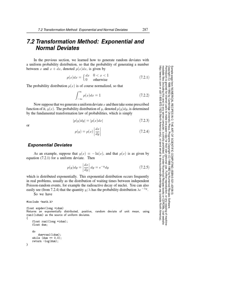7.2 Transformation Method: Exponential and Normal Deviates | PDF ...