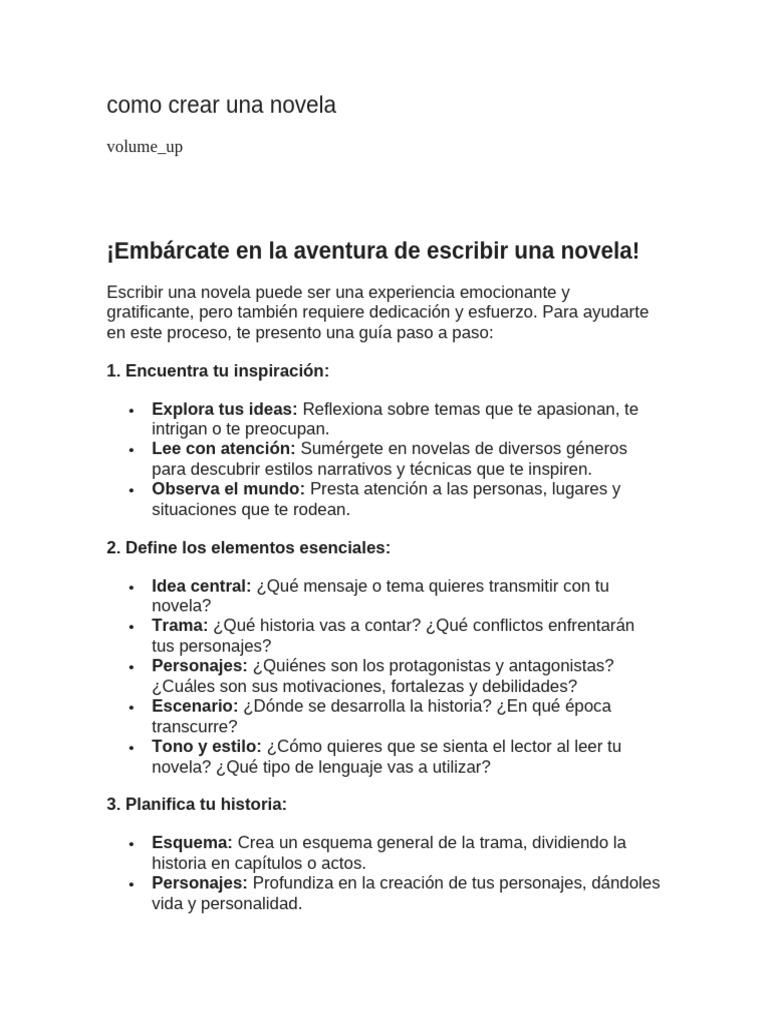 Guía para Escribir una Novela | PDF | Canto | Cómics